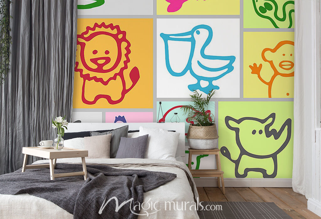 Children Animal Collage Wallpaper Mural by Magic Murals