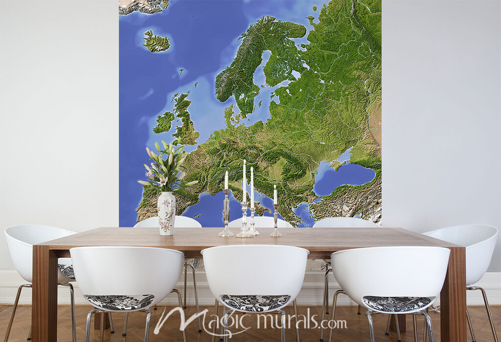 Relief Map of Europe Wallpaper Mural by Magic Murals