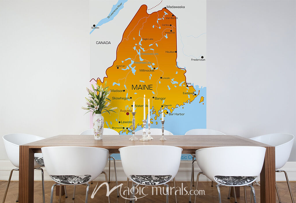 Maine State Map Wallpaper Wall Mural by Magic Murals