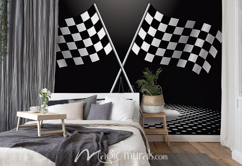 Checkered Flags Wallpaper Wall Mural by Magic Murals