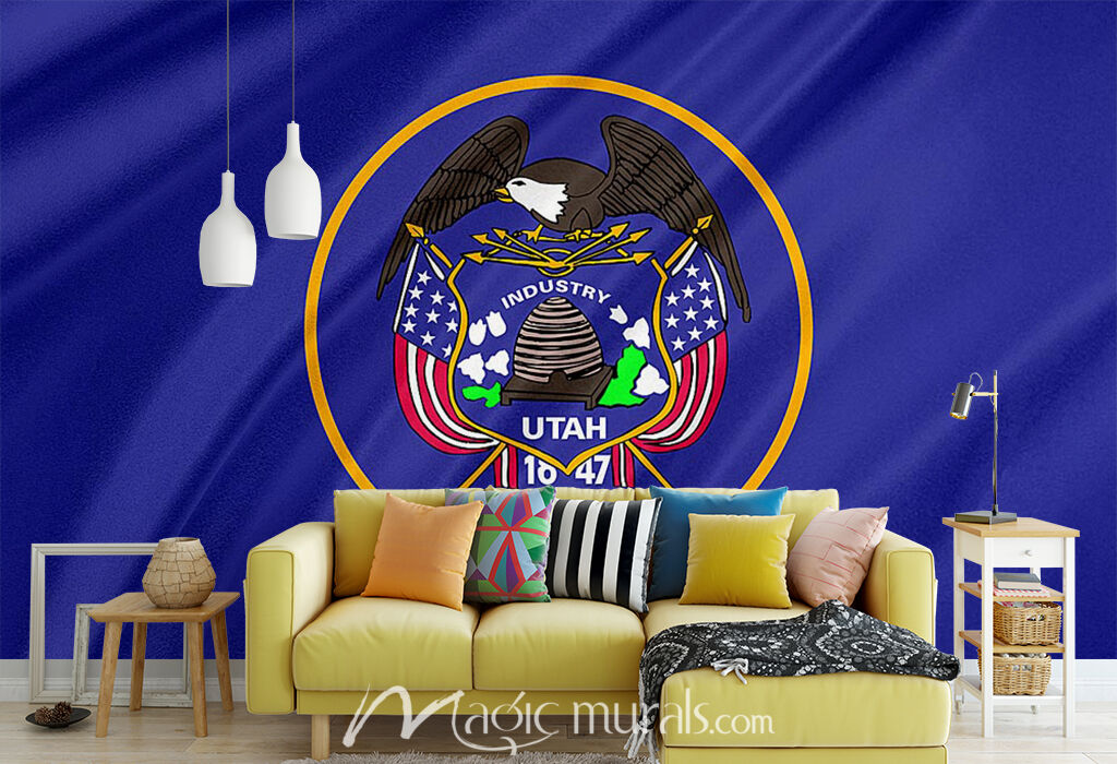 Wavy Utah State Flag Wallpaper Mural by Magic Murals
