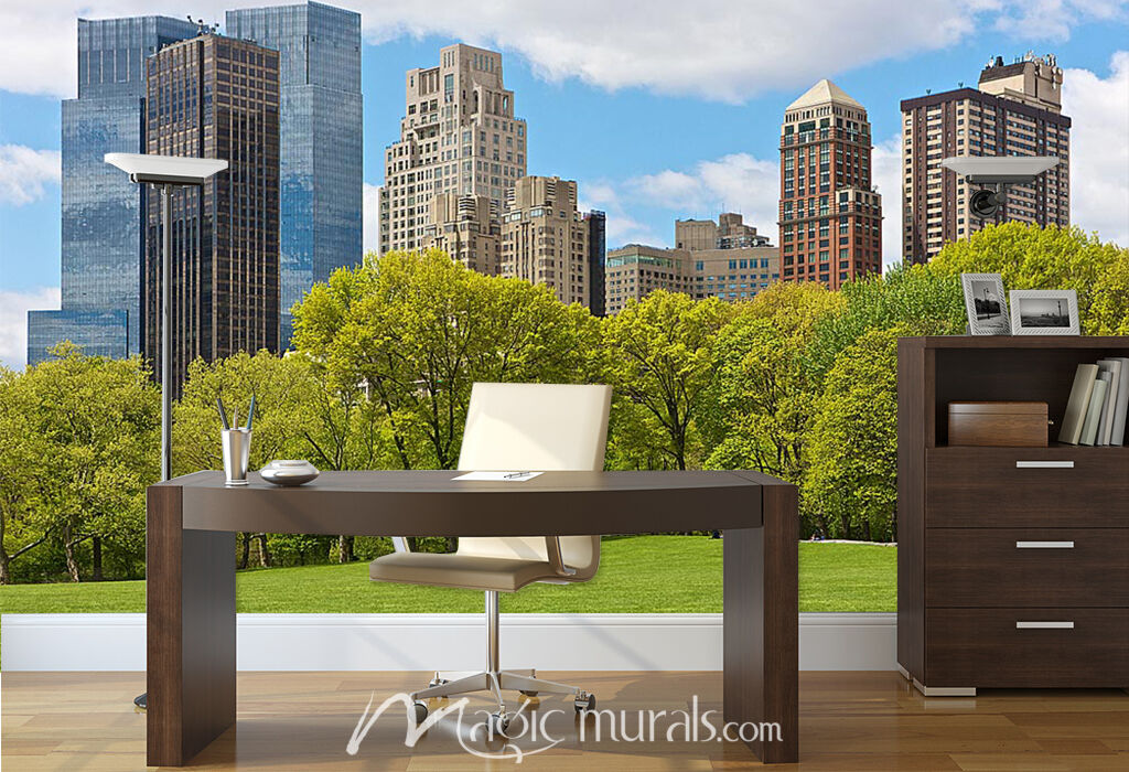 Park with Buildings Wallpaper Wall Mural by Magic Murals