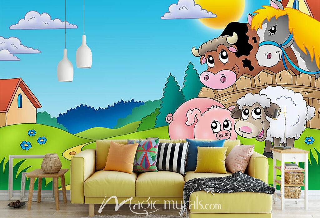Farm Animals Wallpaper Wall Mural by Magic Murals