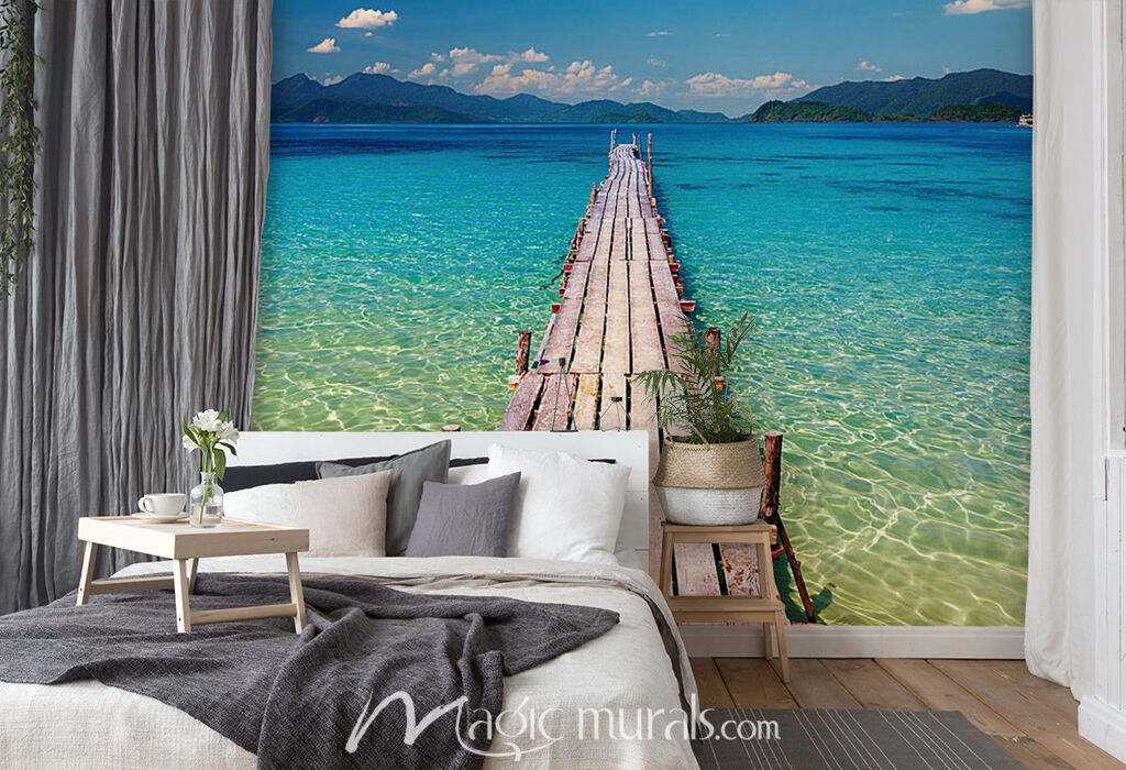 Wooden Pier Wallpaper Wall Mural by Magic Murals