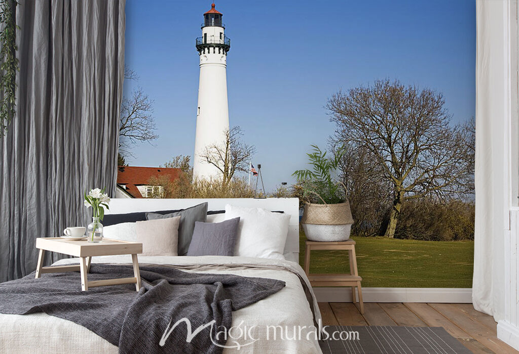 Wind Point Lighthouse Wallpaper Mural by Magic Murals