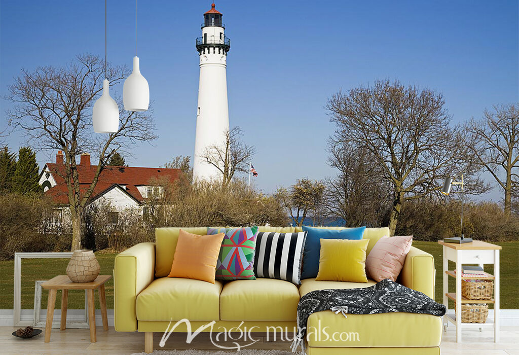 Wind Point Lighthouse Wallpaper Mural by Magic Murals