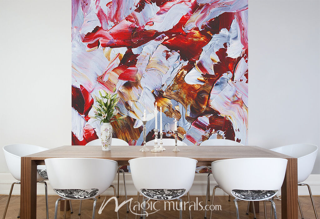 Splashed Red and White Wallpaper Mural by Magic Murals