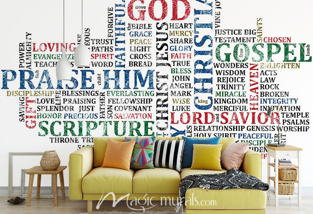 Christian Word Art Wallpaper Wall Mural by Magic Murals