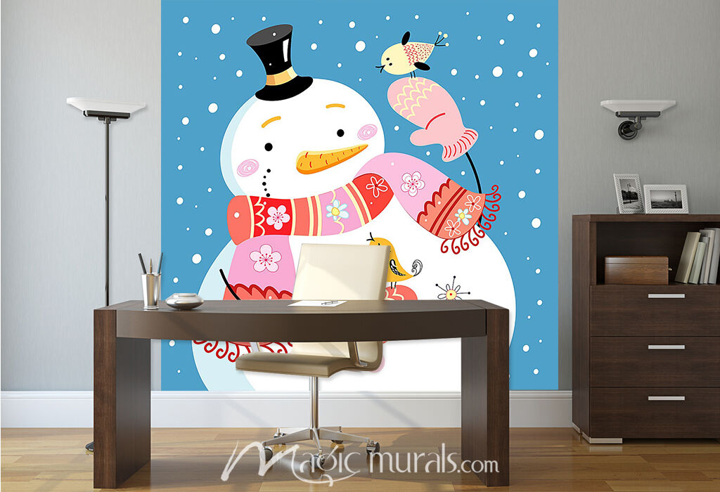 The Jolly Snowman Wallpaper Wall Mural by Magic Murals