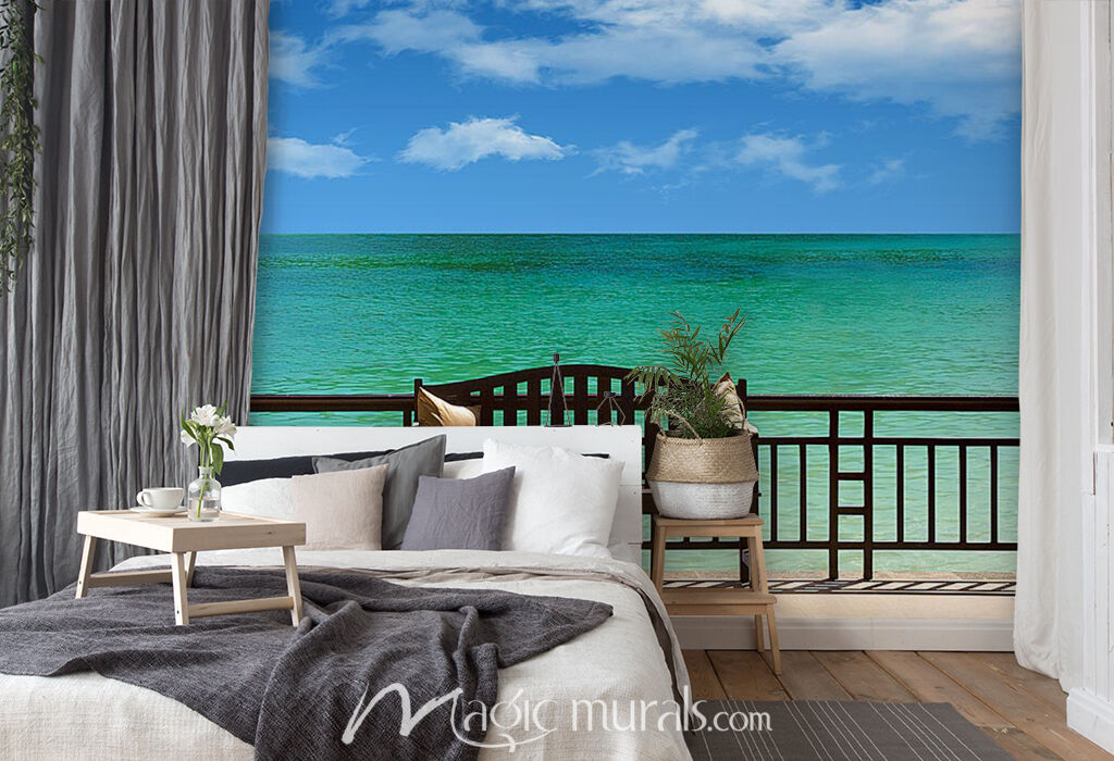 Ocean View Balcony Wallpaper Wall Mural by Magic Murals