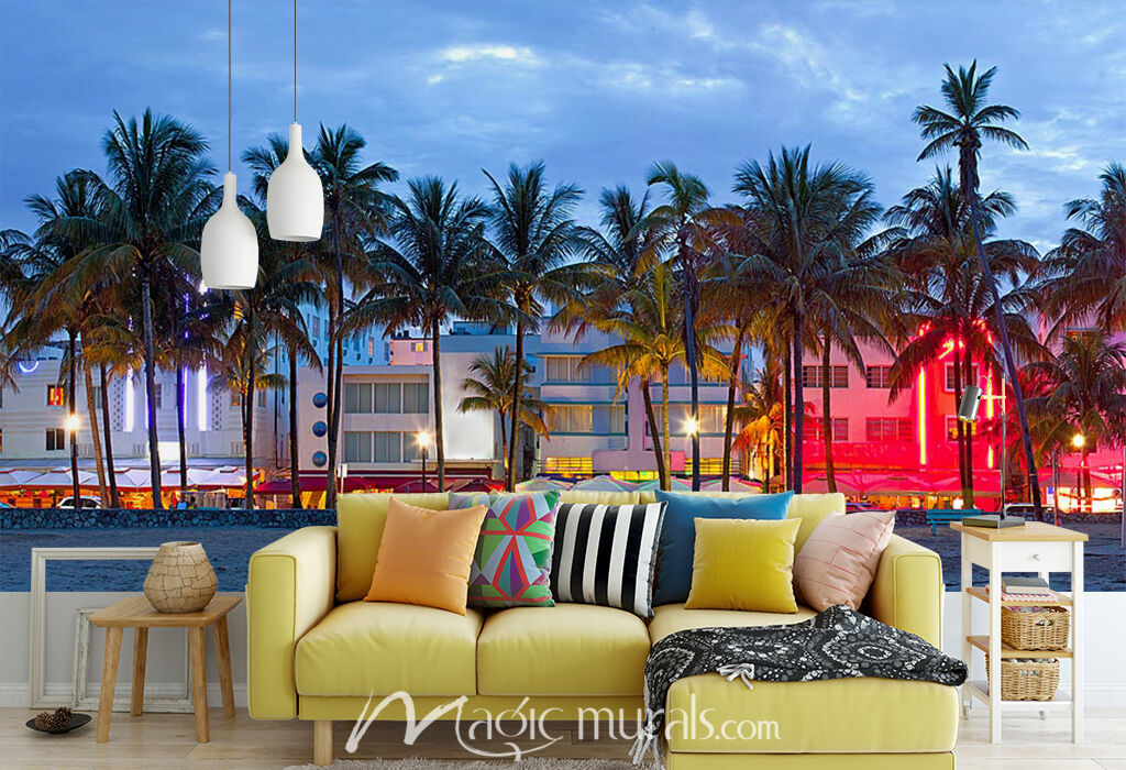Miami Beach Sunset Wallpaper Wall Mural by Magic Murals