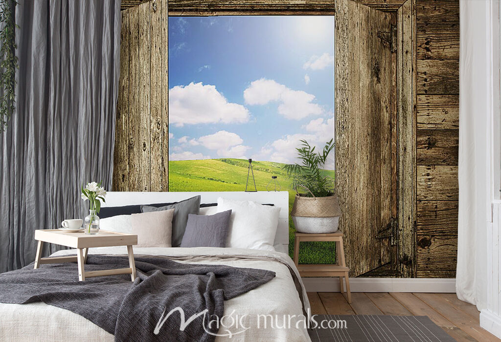 Barn wood Window Wallpaper Wall Mural by Magic Murals