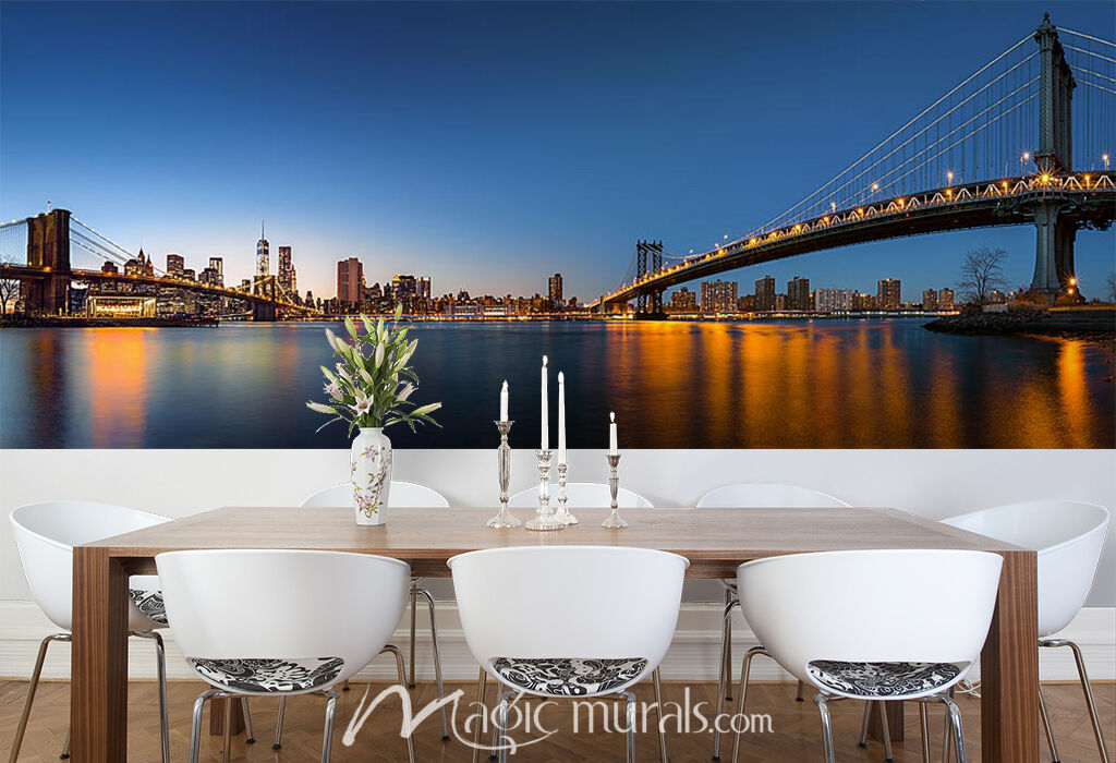 NYC Two Bridges Wallpaper Wall Mural by Magic Murals