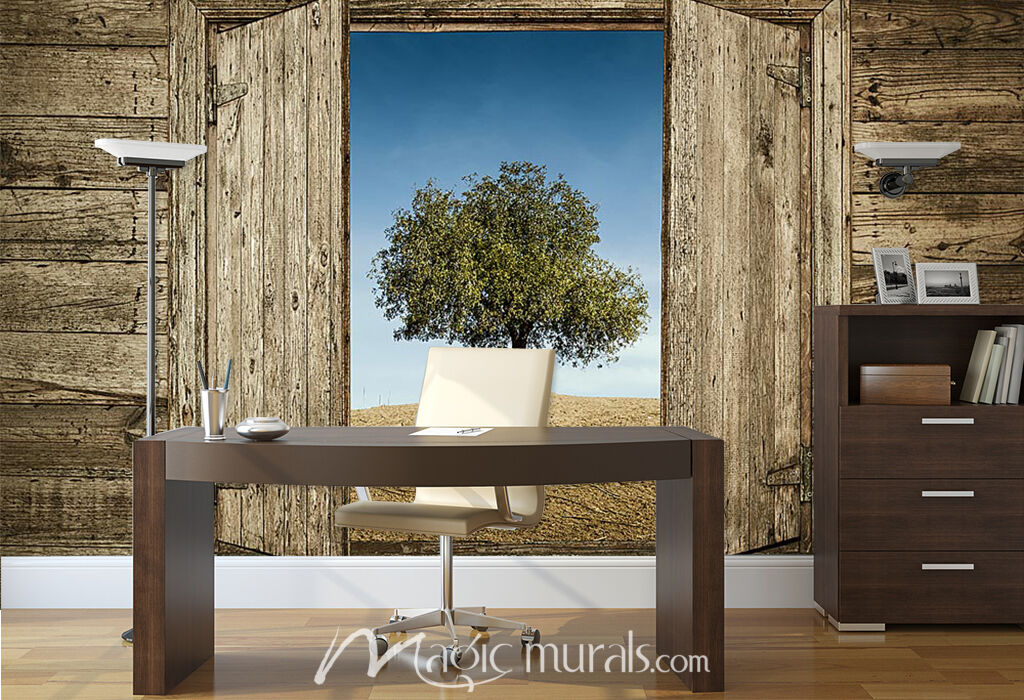 Tree in Window Wallpaper Wall Mural by Magic Murals