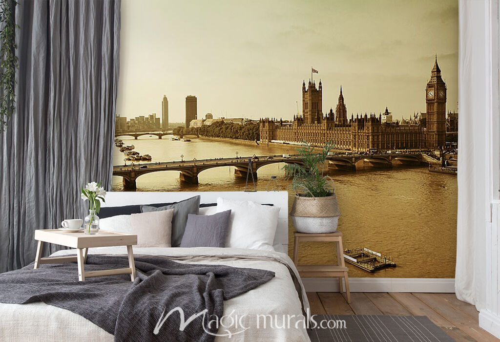 London in Sepia Wallpaper Wall Mural by Magic Murals