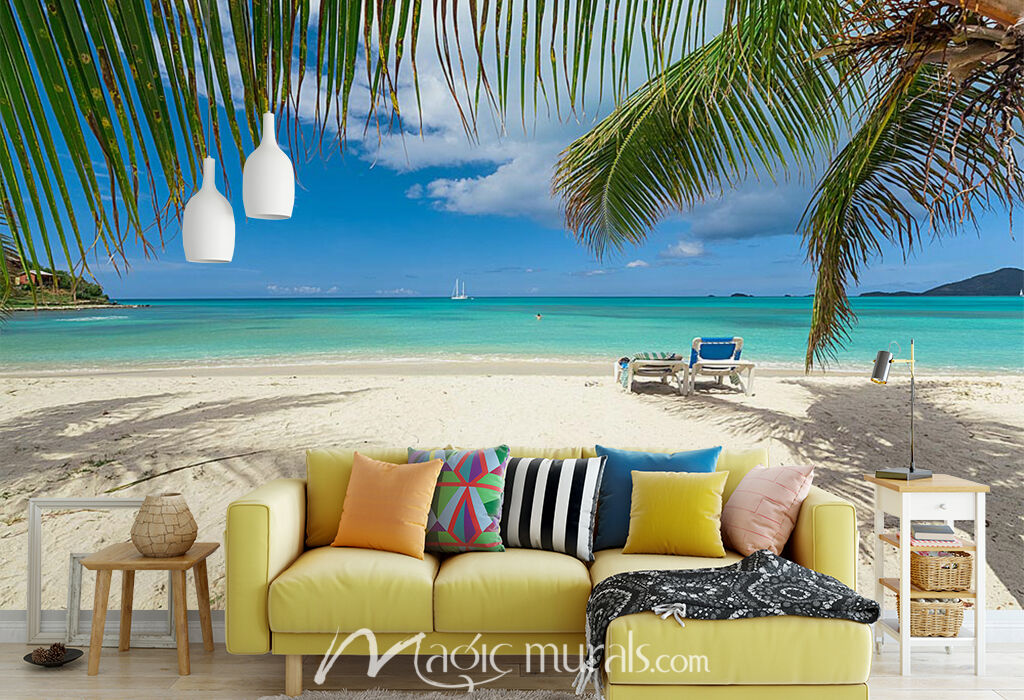Tropical White Sand Beach Wallpaper Mural by Magic Murals
