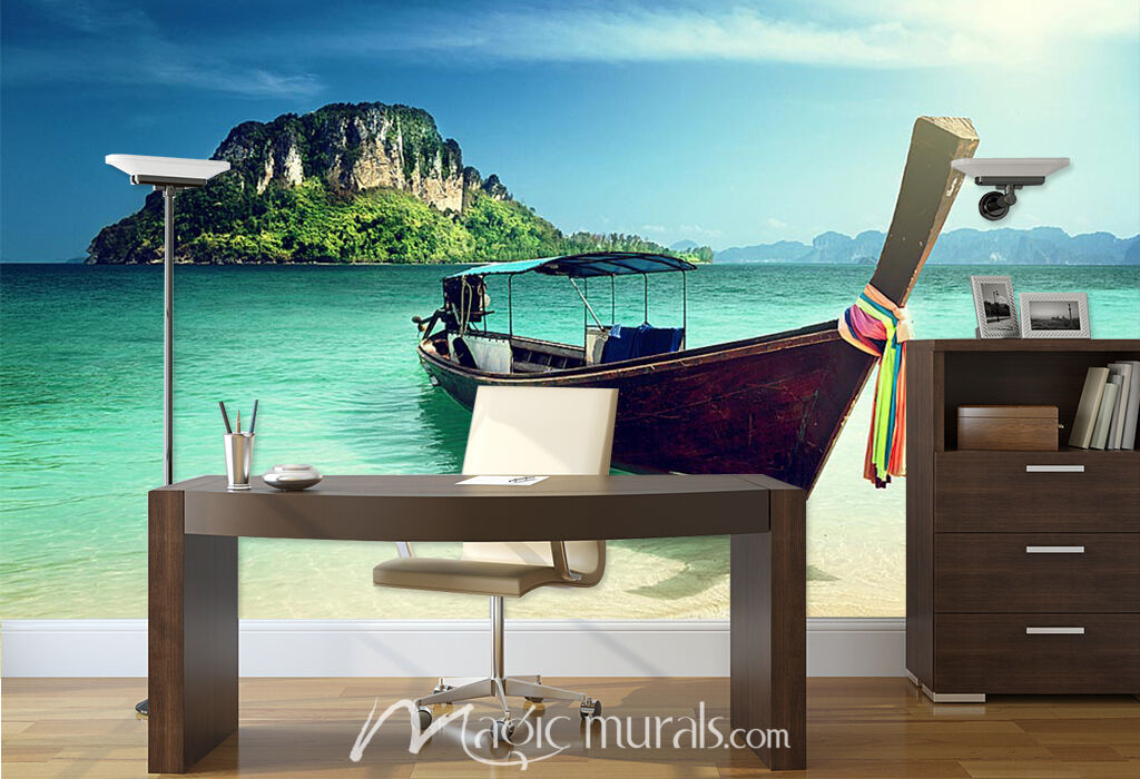 Long Boat Wallpaper Wall Mural by Magic Murals