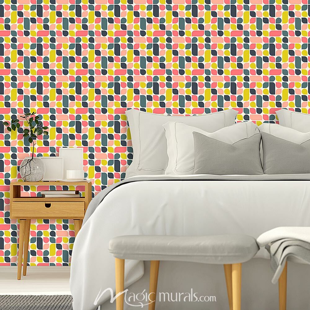 Retro Geometric Wallpaper Wall Mural by Magic Murals