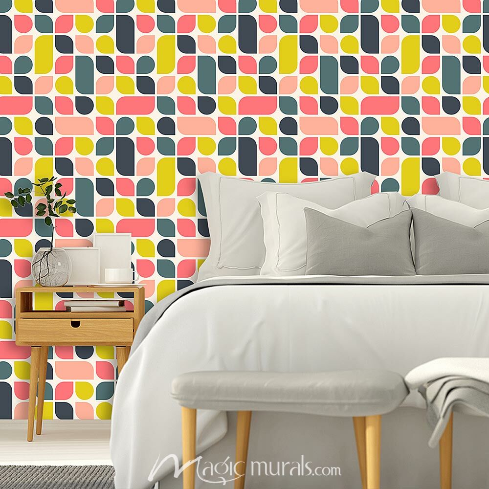Retro Geometric Wallpaper Wall Mural by Magic Murals