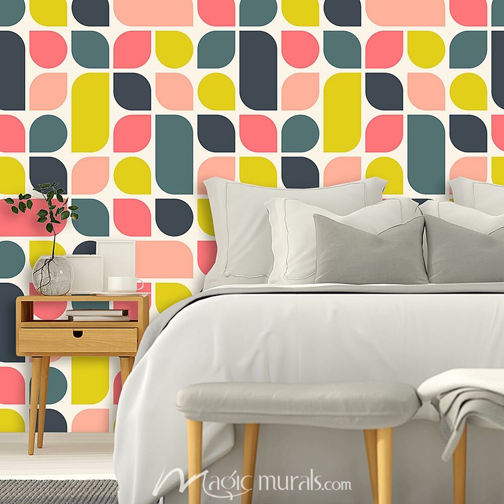 Retro Geometric Wallpaper Wall Mural by Magic Murals