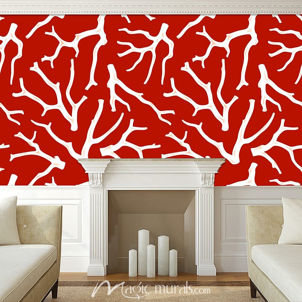 Coral Motif Wallpaper Wall Mural by Magic Murals
