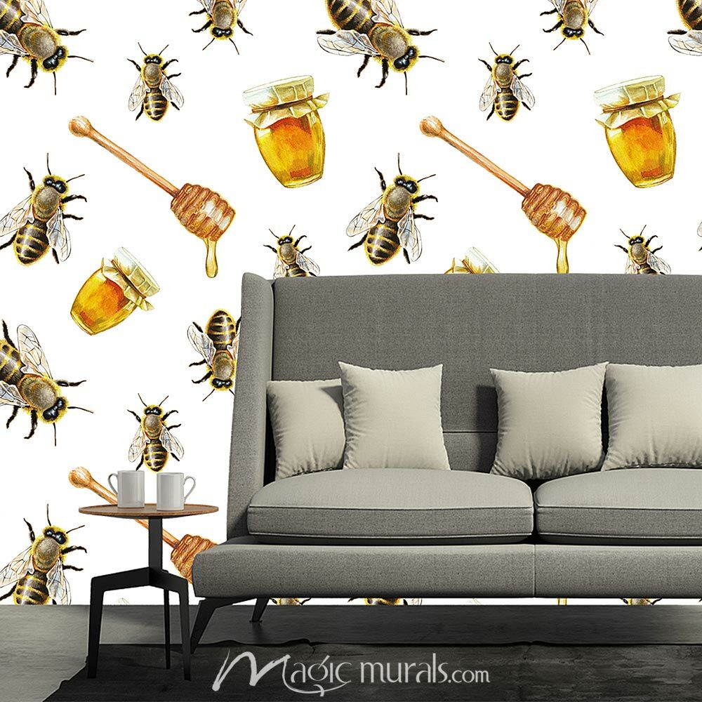 Honey Bee Pattern Wallpaper Wall Mural by Magic Murals