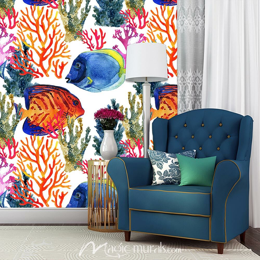 Watercolor Fish Wallpaper Wall Mural by Magic Murals