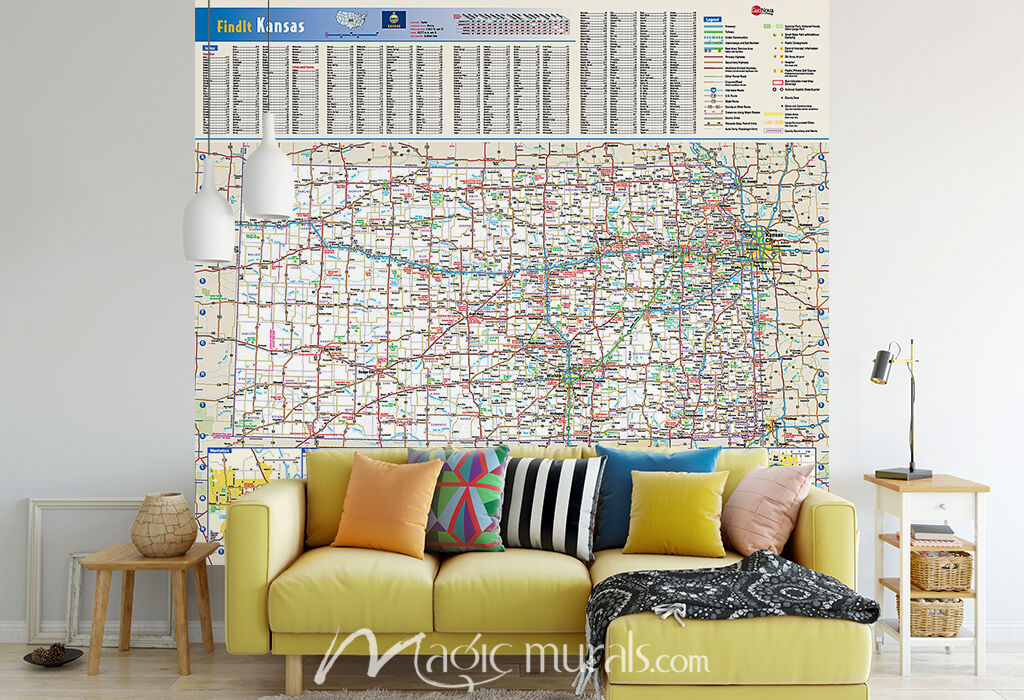 Kansas State Map Wallpaper Wall Mural by Magic Murals