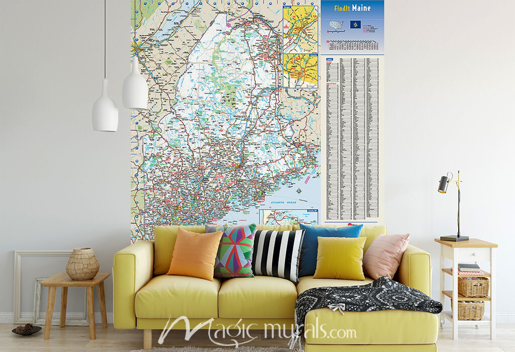 Maine State Highway Map Wallpaper Mural by Magic Murals
