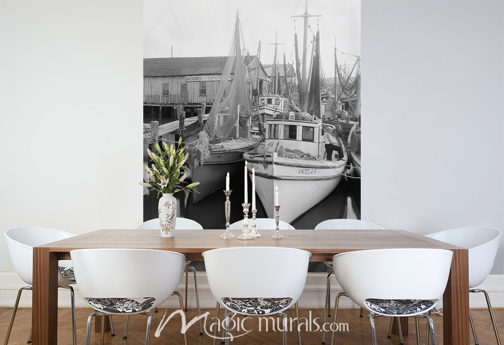 Shrimp Boats Wallpaper Wall Mural by Magic Murals