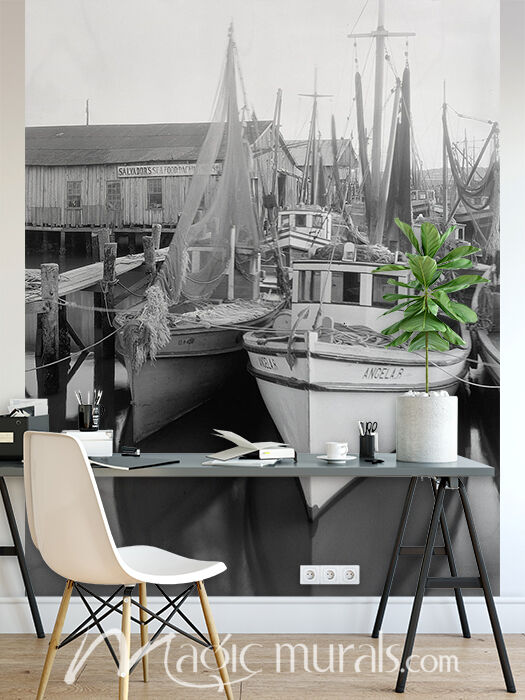 Shrimp Boats Wallpaper Wall Mural by Magic Murals