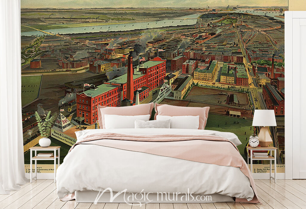 Vintage Boston Manufacturing Map Mural by Magic Murals
