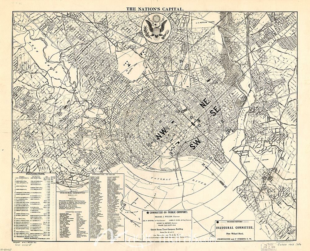Washington DC 1913 Map Wallpaper Mural by Magic Murals
