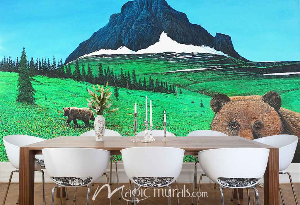 Grizzlies at Glacier Park Wallpaper Mural by Magic Murals
