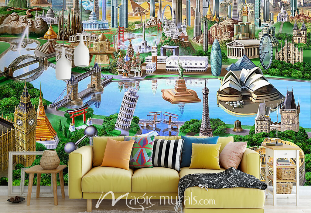 World Landmarks Wallpaper Wall Mural by Magic Murals