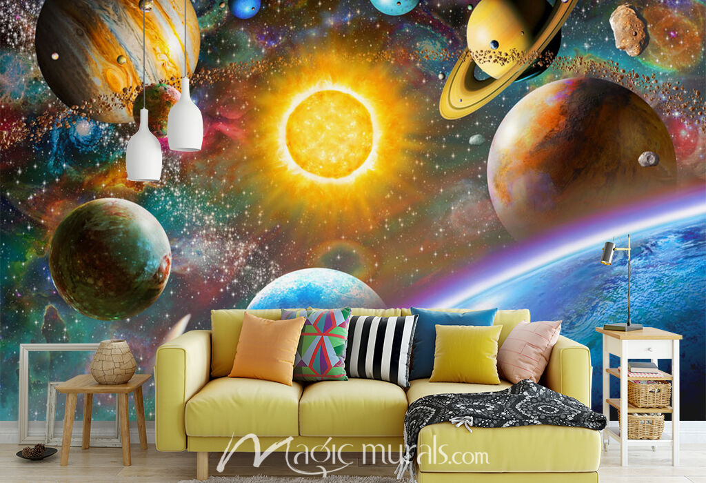 Outer Space Illustration Wallpaper Mural by Magic Murals