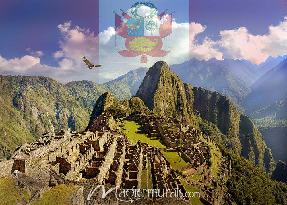 Machu Picchu and Flag Wallpaper Mural by Magic Murals