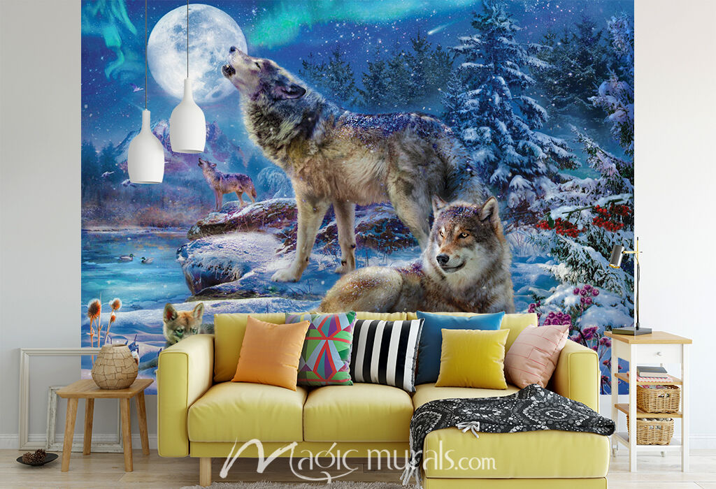 Winter Wolf Family 2 Wallpaper Mural by Magic Murals