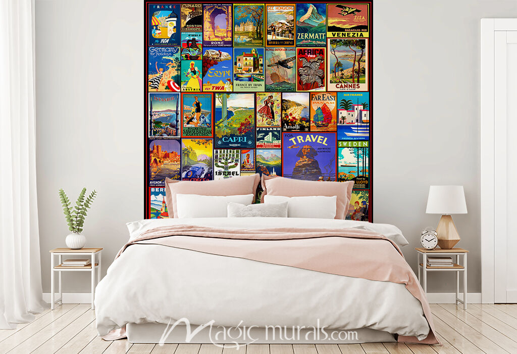 World Travel Posters Wallpaper Mural by Magic Murals