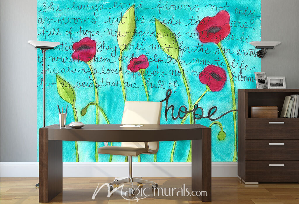 Hope and Flowers Wallpaper Wall Mural by Magic Murals