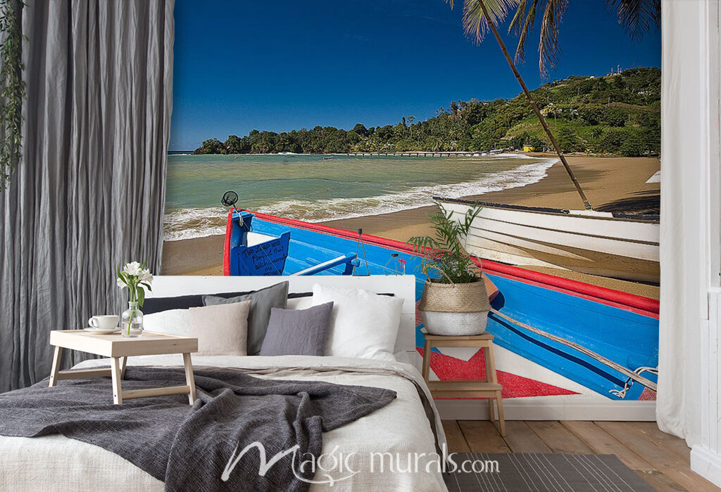 Fishing Boats, Caribbean Wallpaper Mural by Magic Murals