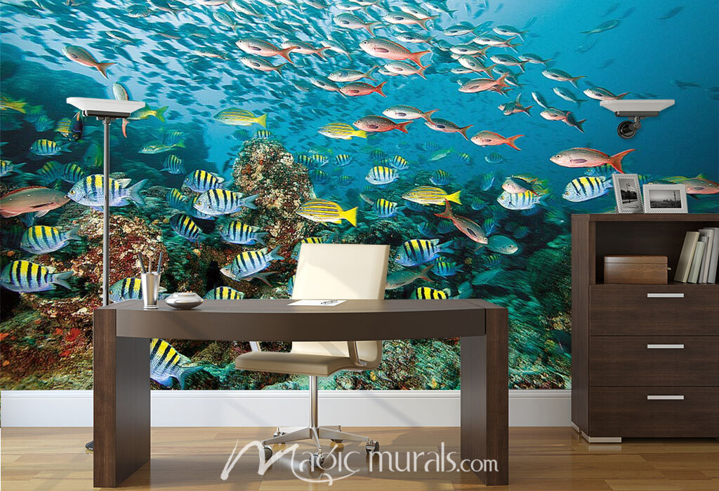 School of Fish Wallpaper Wall Mural by Magic Murals