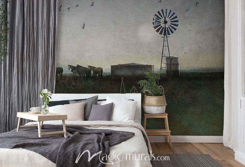 Farm Windmill Wallpaper Wall Mural by Magic Murals