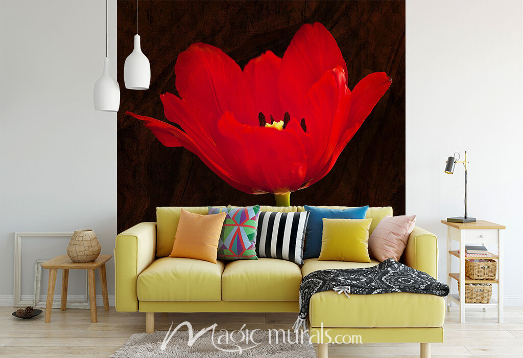 Bright Red Wallpaper Wall Mural by Magic Murals