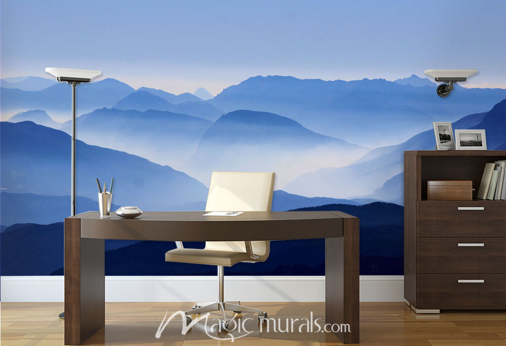 Blue Mountain Gradient Wallpaper Mural by Magic Murals