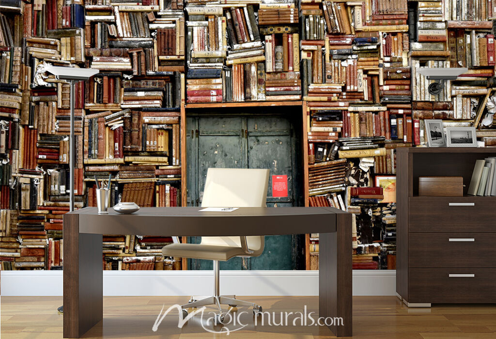 The Book Wall Wallpaper Wall Mural by Magic Murals