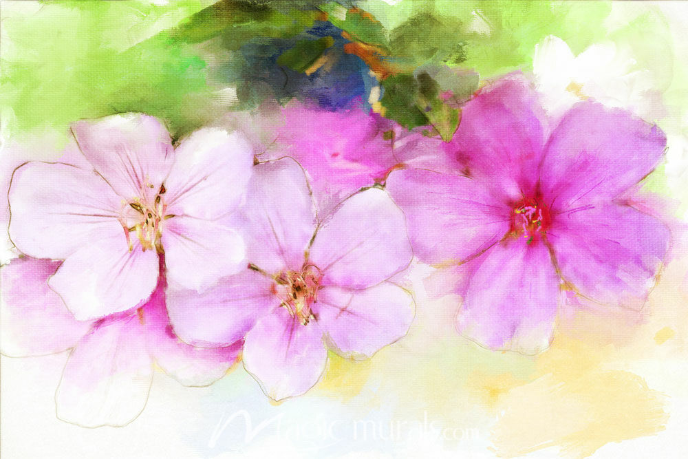 Floral Watercolors Wallpaper Wall Mural by Magic Murals