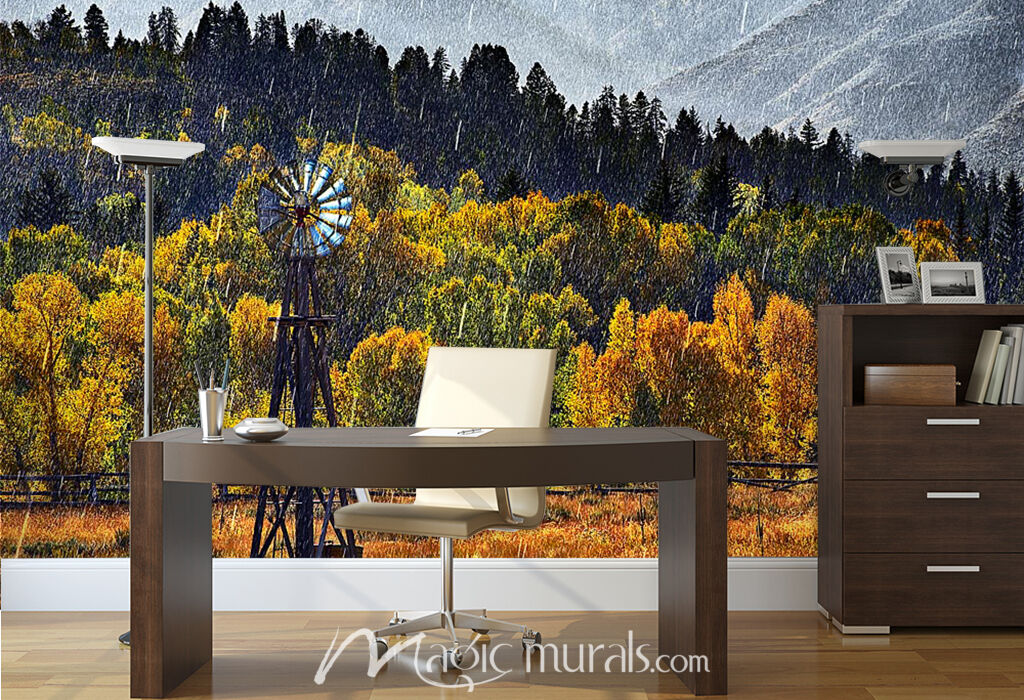 Windmill Rain Shower, Jackson Hole, WY Mural by Magic Murals
