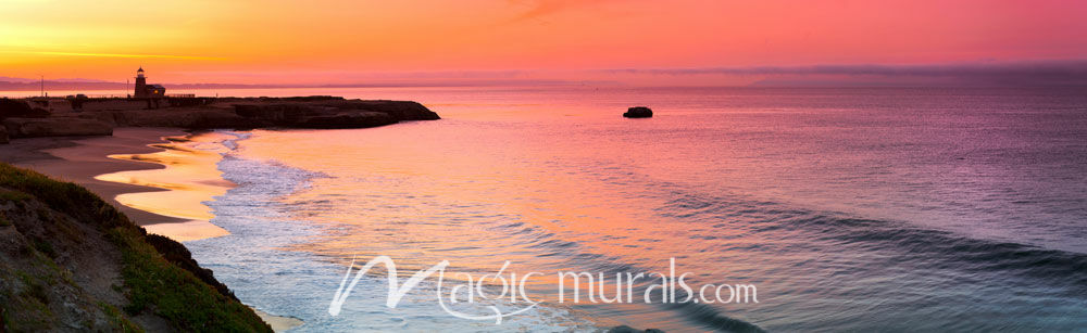 Santa Cruz Lighthouse Sunset Wallpaper Mural by Magic Murals