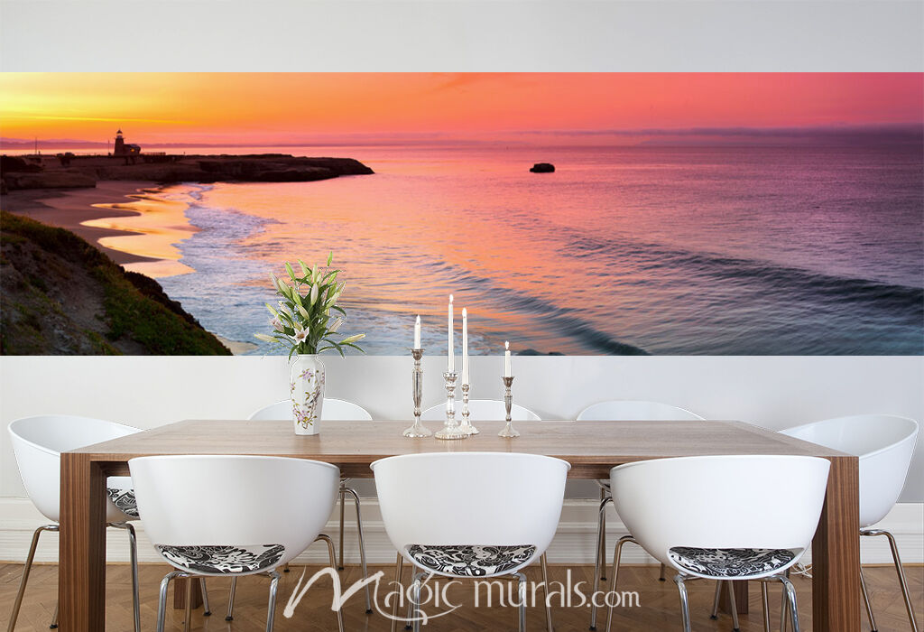 Santa Cruz Lighthouse Sunset Wallpaper Mural by Magic Murals